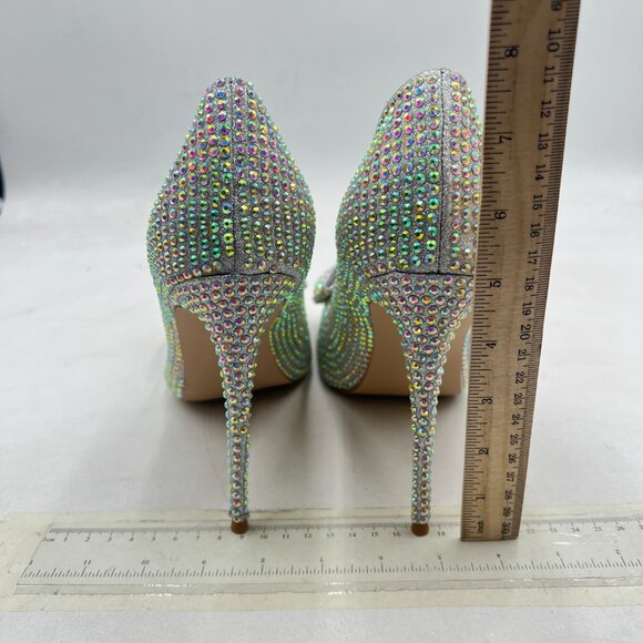 FSJ | Shoes | Fsj Silver Pointed Toe Glitter Rhinestone High Heel Sexy ...